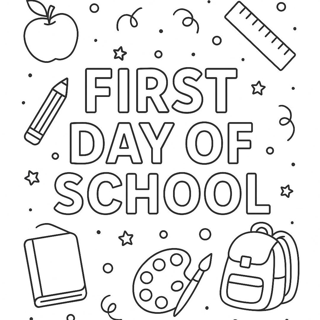 First Day of School Coloring Sheet - Etsy