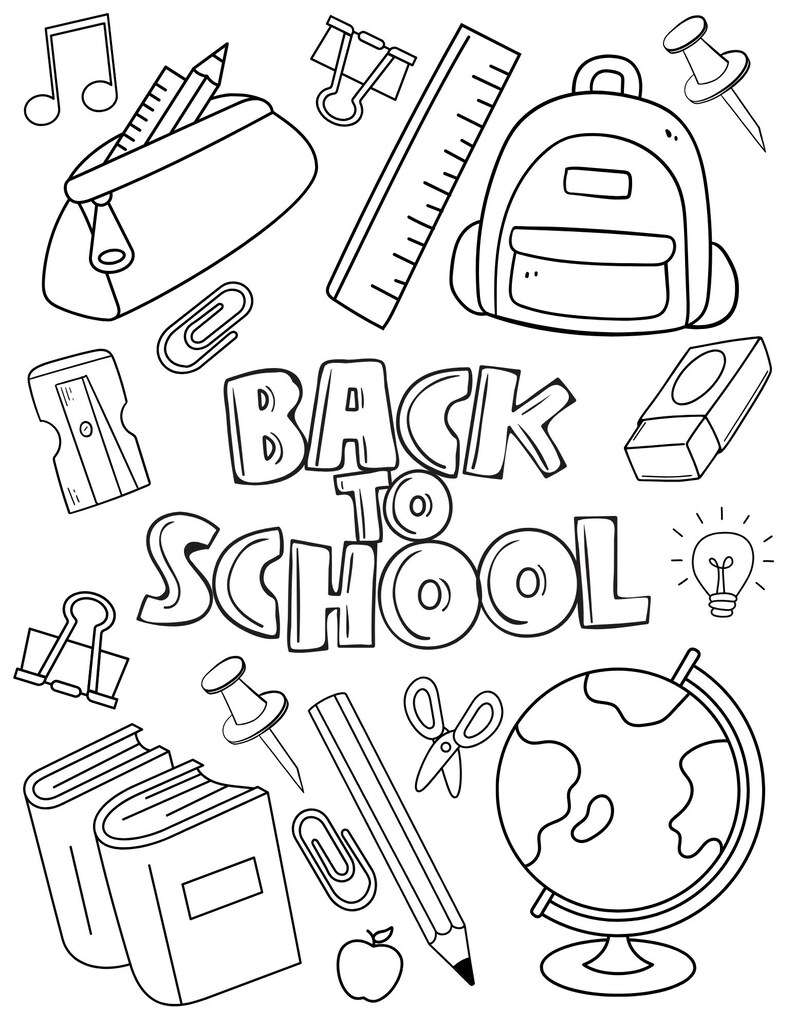 Back to School Coloring Sheet - Etsy