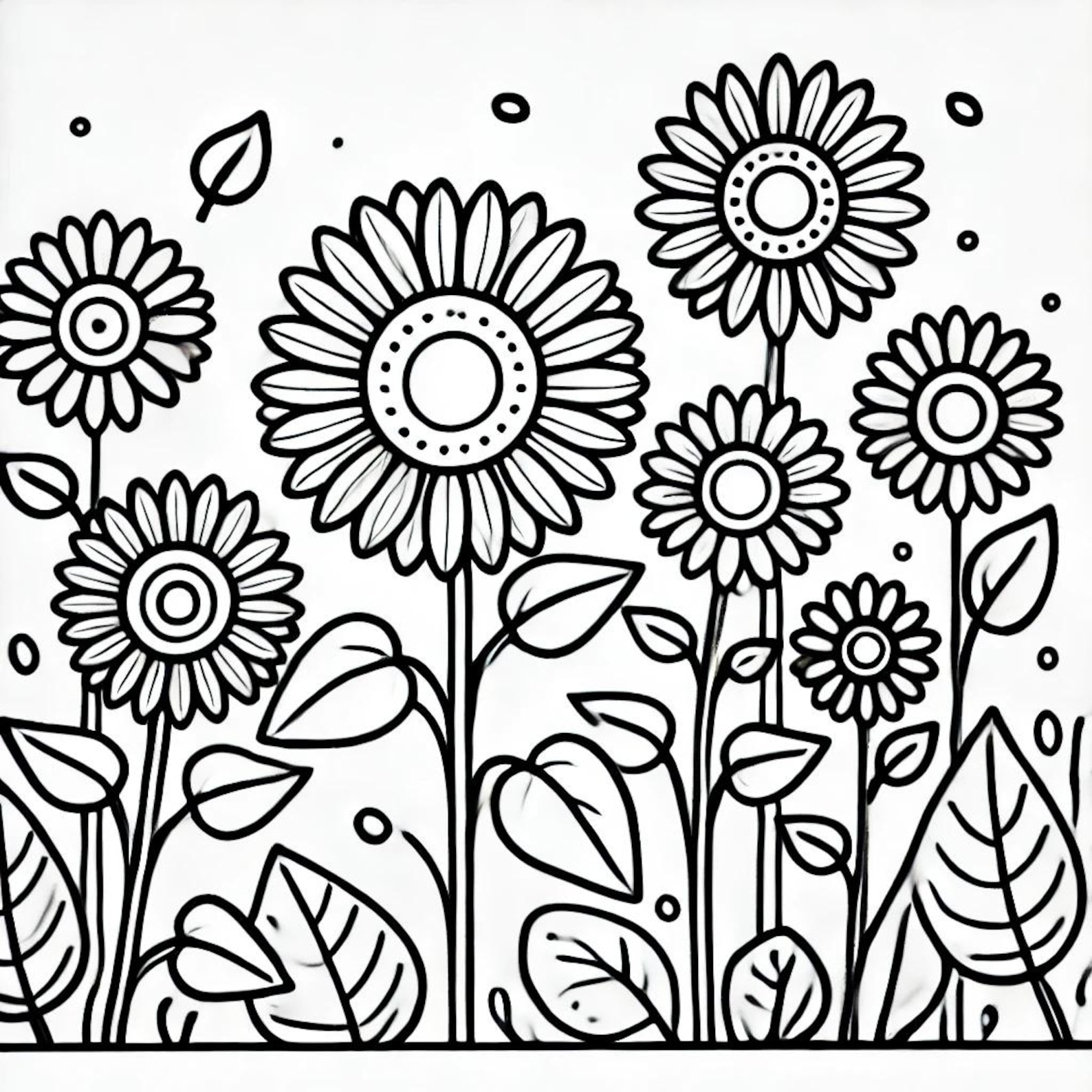 Simple Sunflowers Coloring Sheet - Etsy
