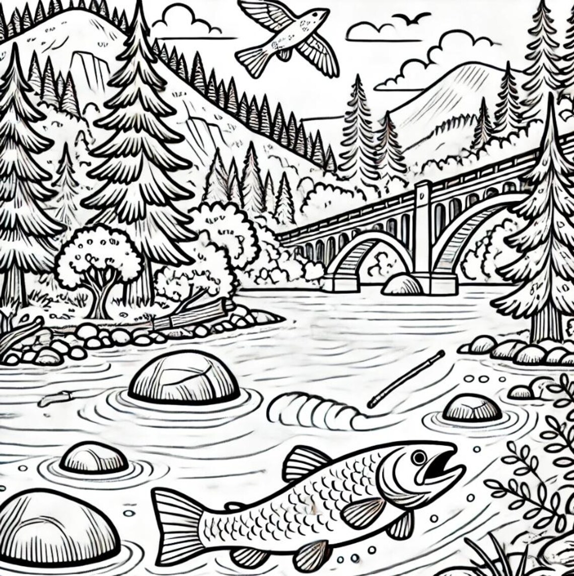 Deschutes River Coloring Sheet - Etsy