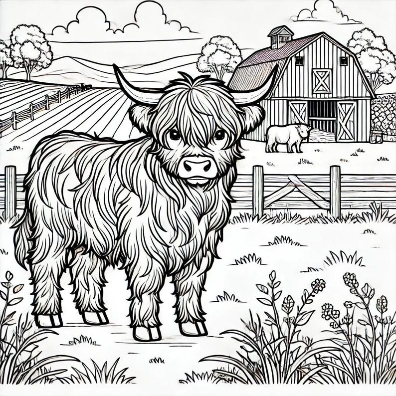 Highland Cow Coloring Sheet - Etsy UK
