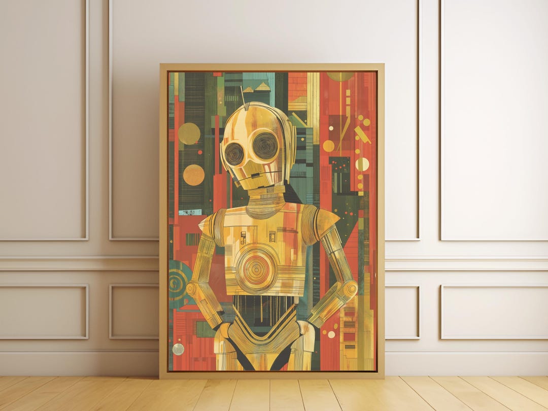 C3PO Art Print, Sci-fi Retro Wall Decor, Cosmic Fantasy Landscape, 80’s ...