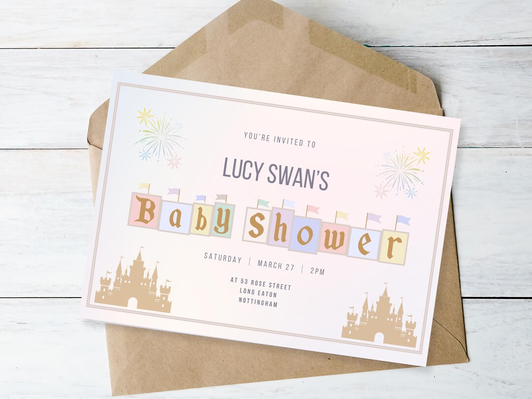 Editable Baby Shower Invitation Disneyland Design Disney Baby Shower ...