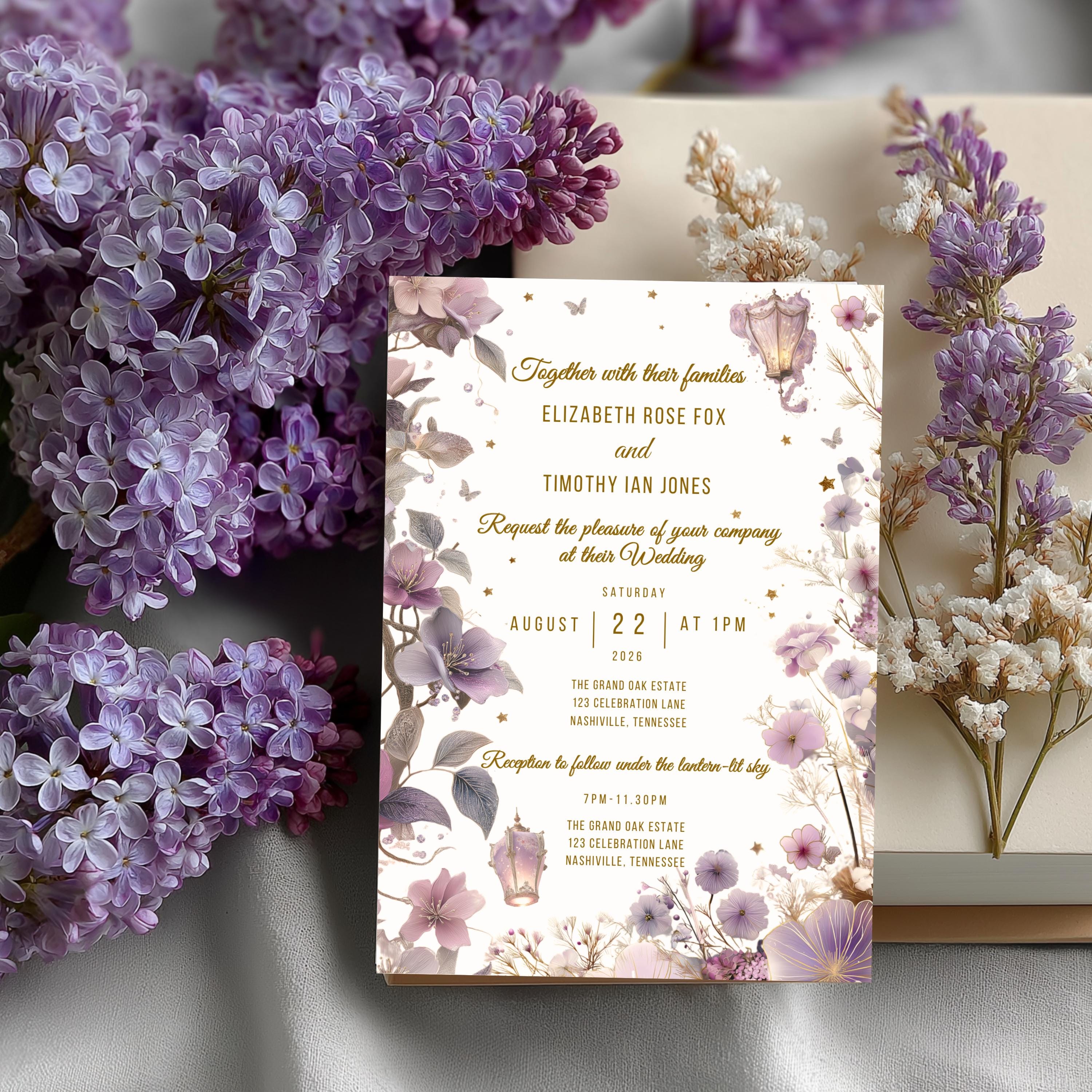 Rapunzel Wedding Invitation Suite: Editable Canva Templates (5x7) - Etsy