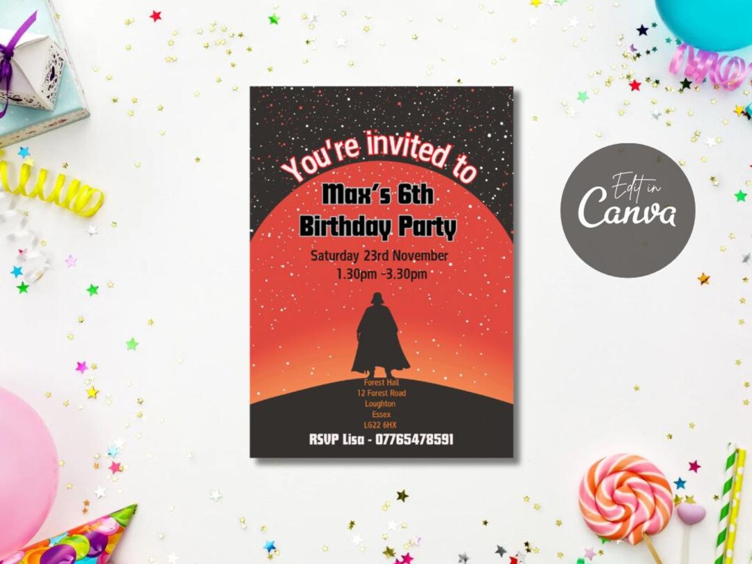 Editable Sci Fi Birthday Invitation | Digital Download | 5x7 Canva ...