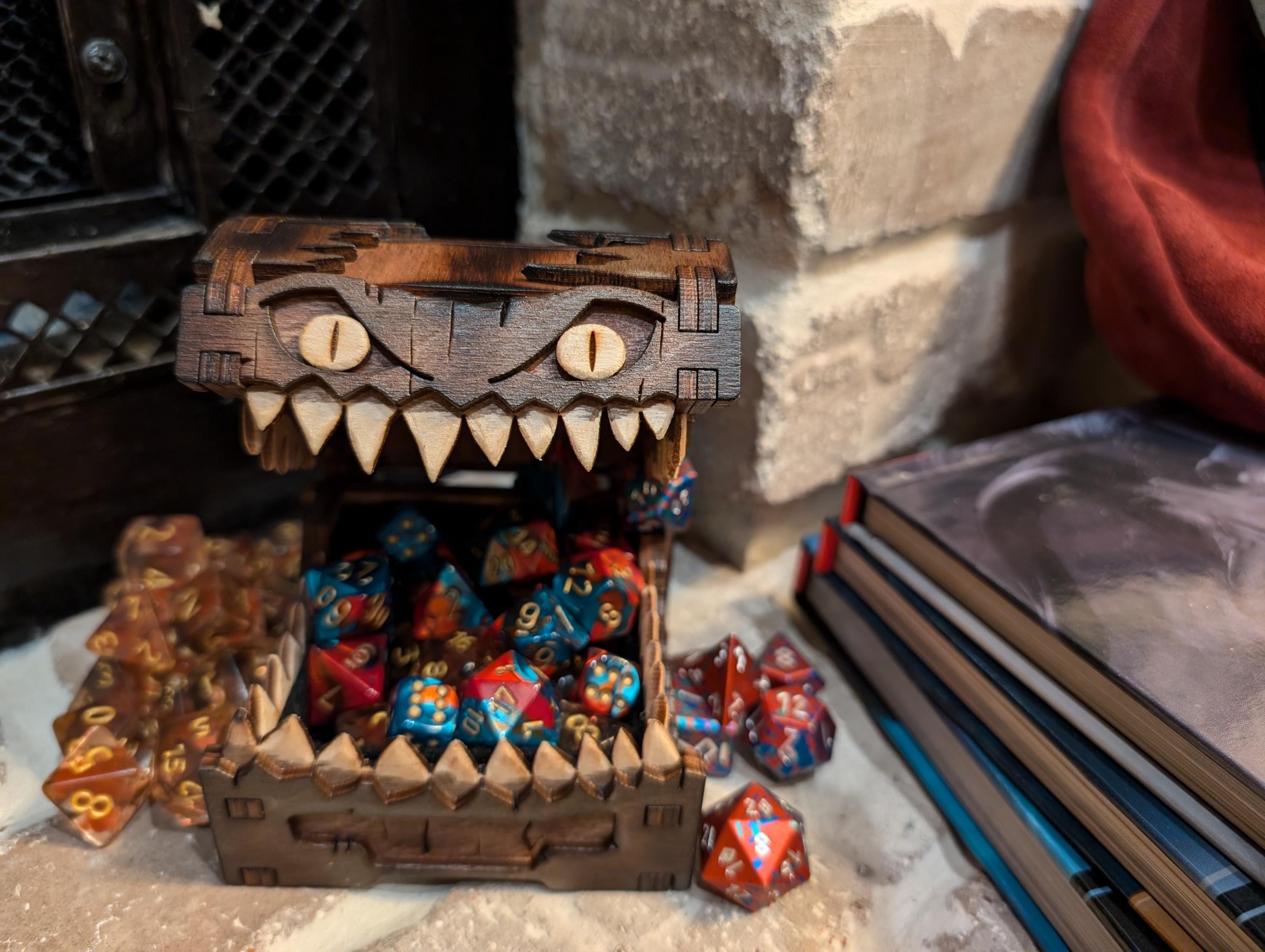 Mimic Dice Box - Handmade Wood Treasure Chest for Dnd, Rpgs, Decor, D20 ...