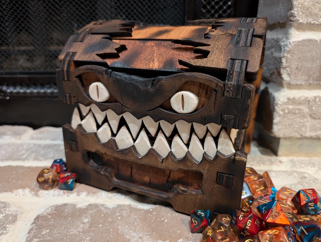 LARGE Mimic Dice Box - Handmade Wood Treasure Chest for Dnd, Rpgs ...