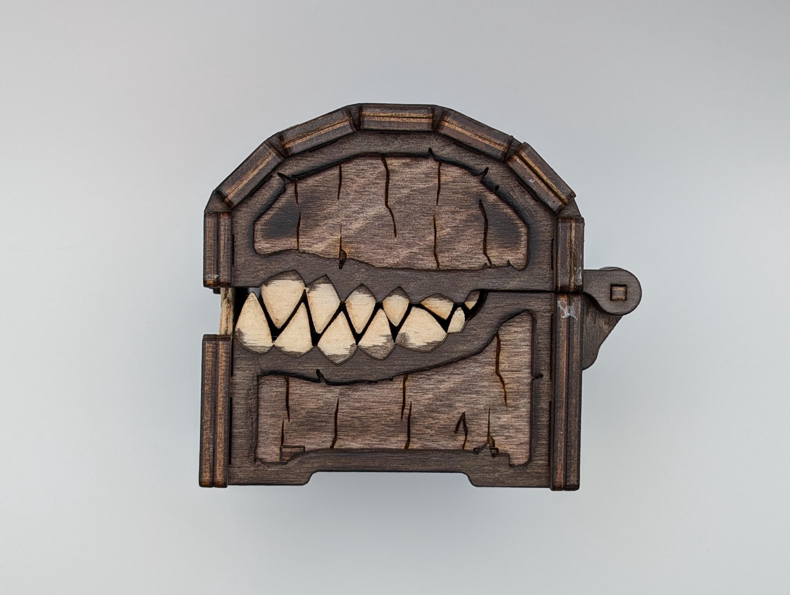 Mimic Dice Box - Handmade Wood Treasure Chest for Dnd, Rpgs, Decor, D20 ...