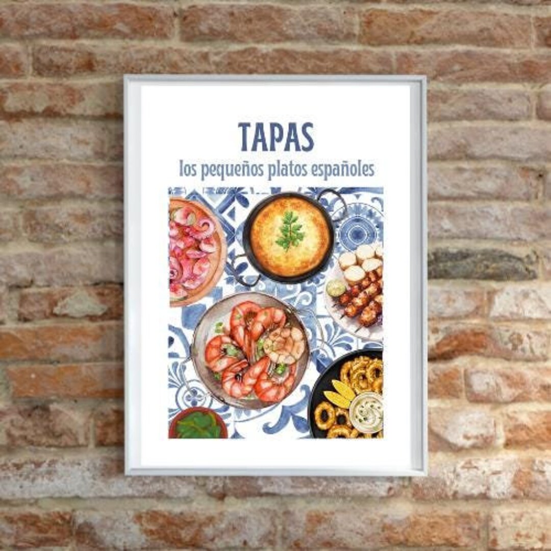 Tapas Kitchen Wall Art – A3 Digital Download, Spanish Food Watercolor ...