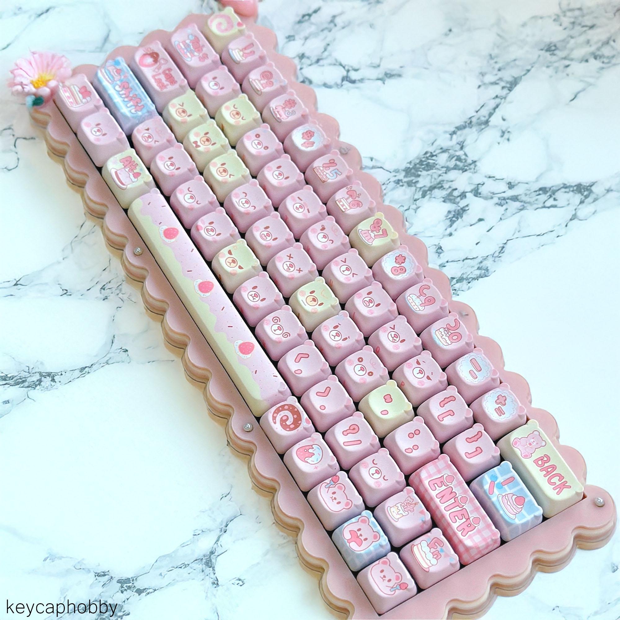 Strawberry Bear Themed Keycap Set for Mechanical Keyboard |104 Keys ...