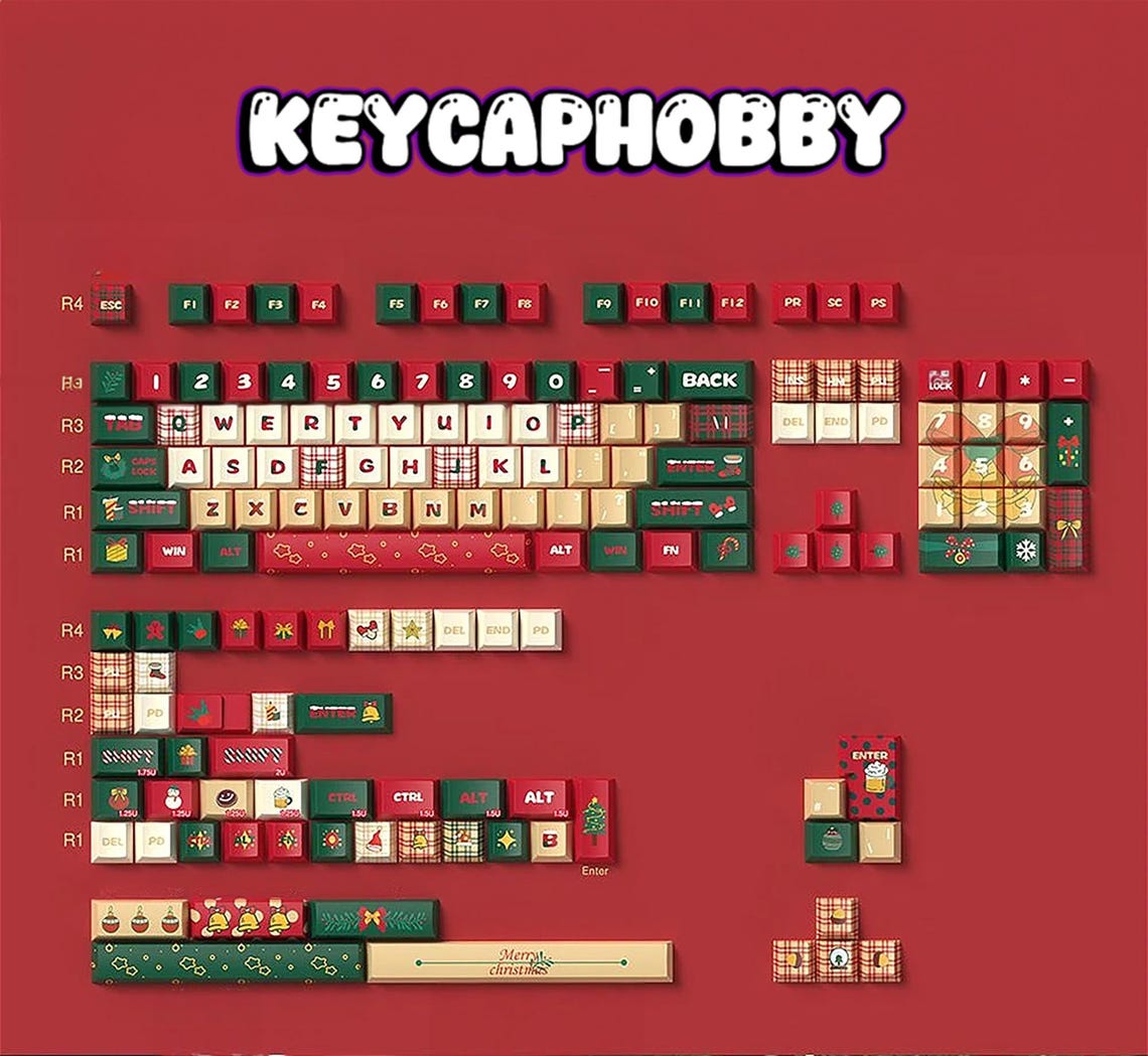 Christmas Spirit Themed Custom Keycap Set for Mechanical Keyboard | 138 ...