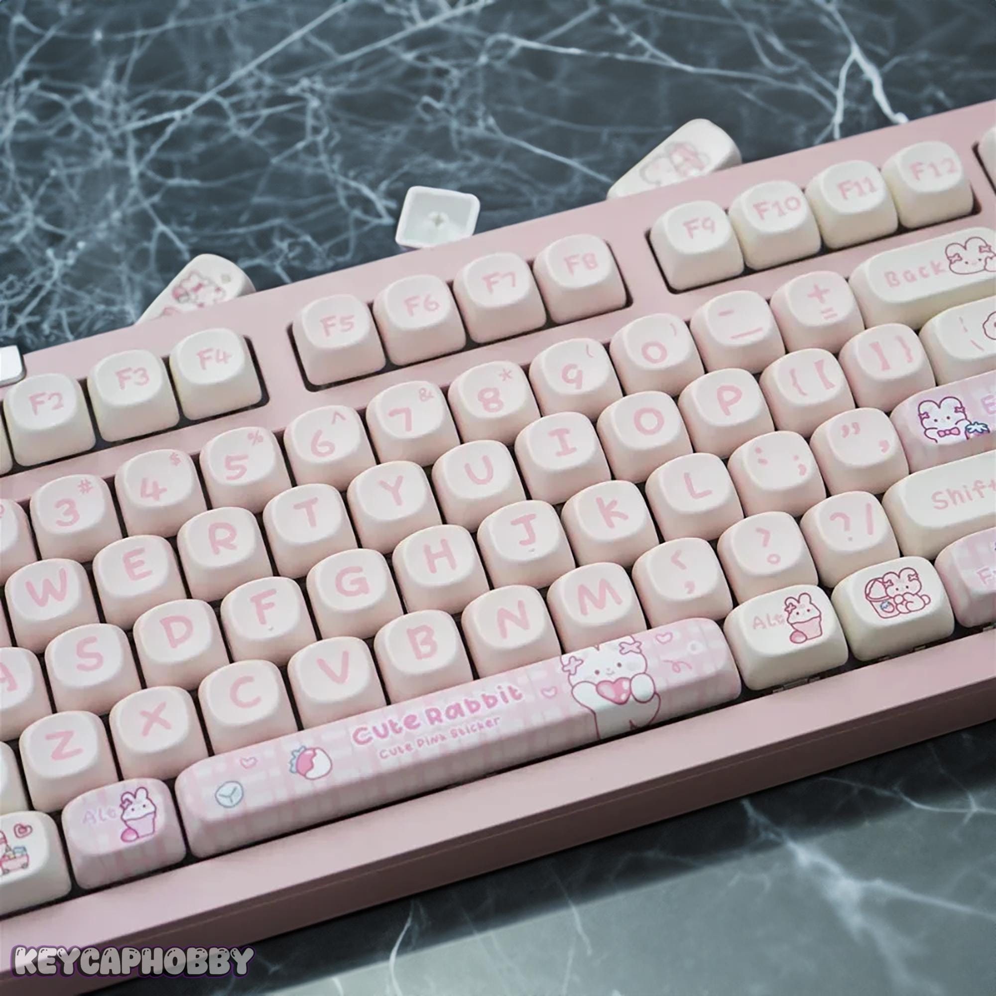 Cute Pink Rabbit Custom Keycap Set for Mechanical Keyboard | 148-key ...