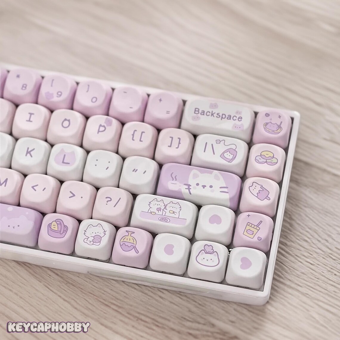 Kitty Cafe Keycap Set: 95 PBT Keys, MOA Profile, MX Switch - Etsy