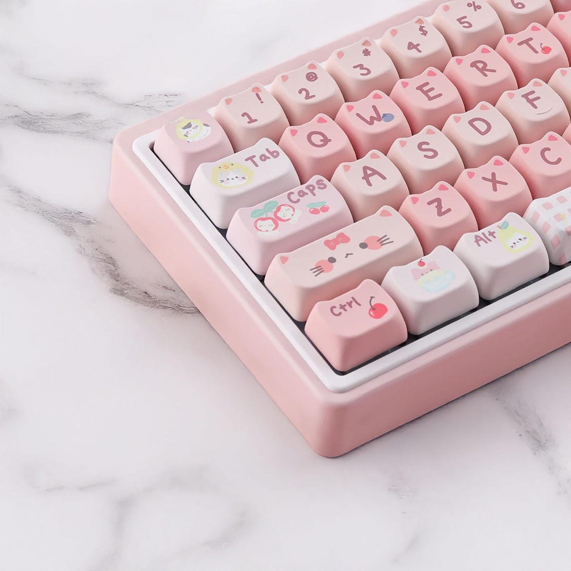 Pink Cat Ear Keycap Set: 140 PBT Keys, MOA Profile - Etsy