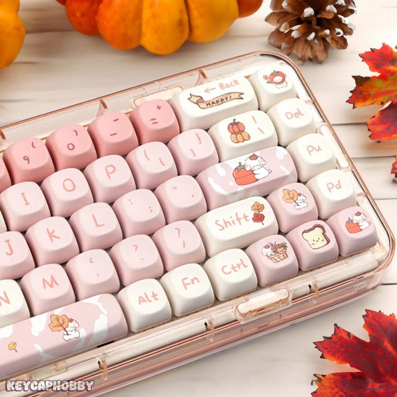 Cute Autumn Pup Theme Custom Keycap Set for Mechanical Keyboard | 140 ...