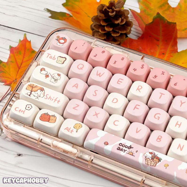 Cute Autumn Pup Theme Custom Keycap Set for Mechanical Keyboard | 140 ...
