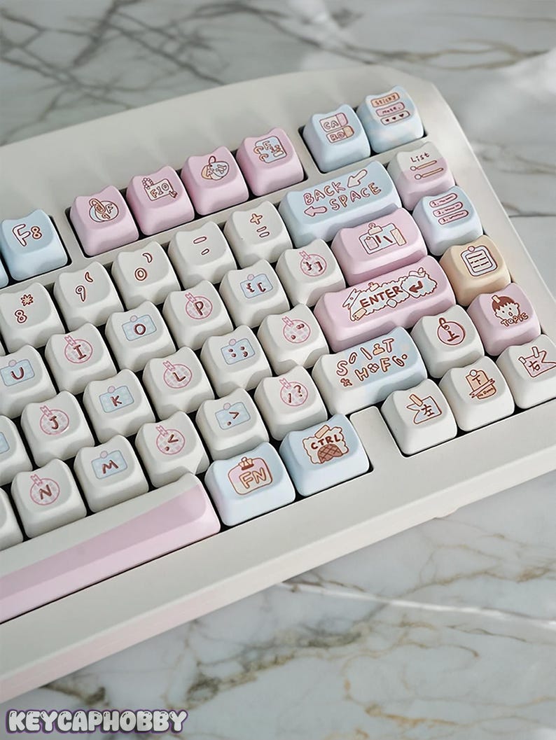 Cute Pastel Planner Themed Custom Keycap Set for Mechanical Keyboard ...