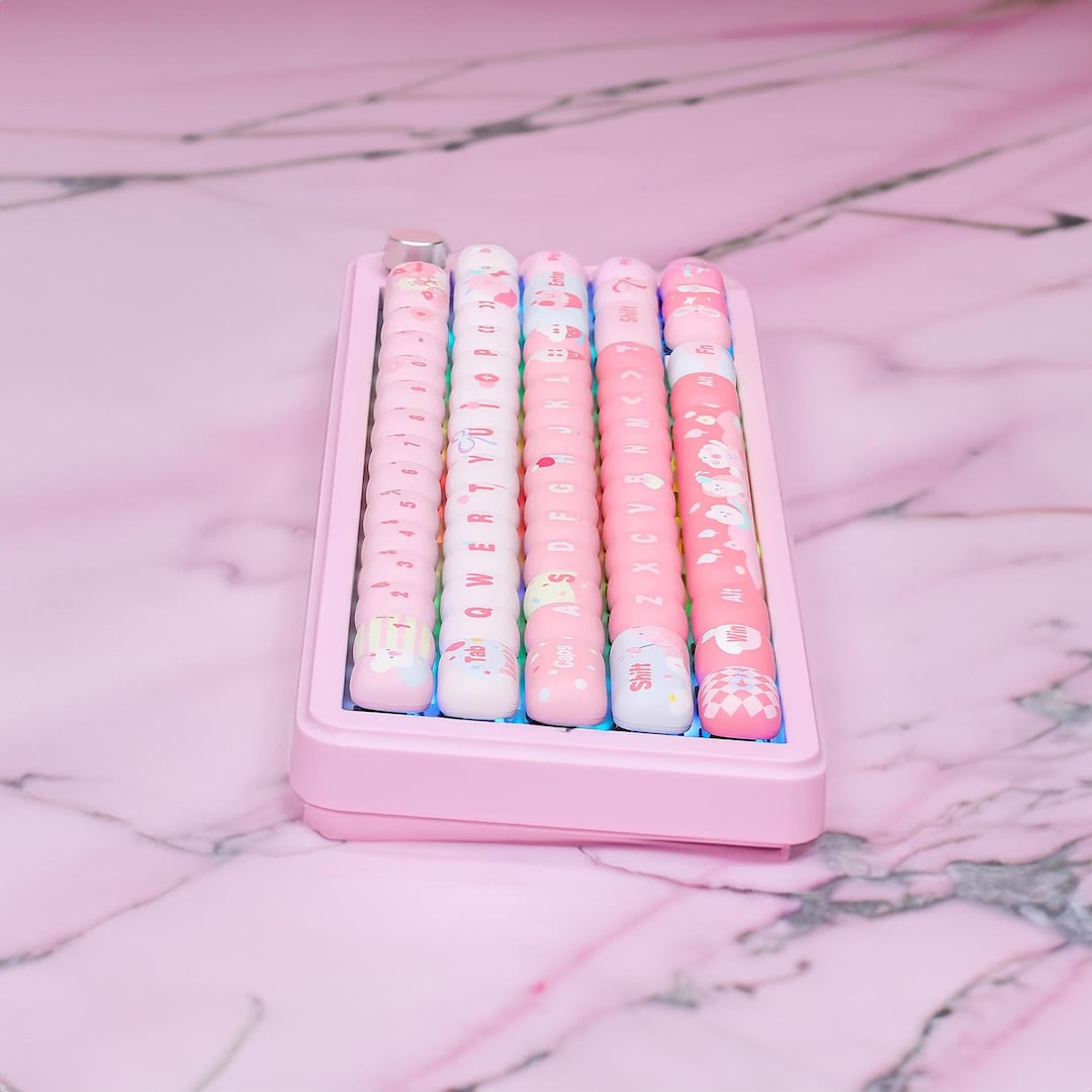 Cute Pink Ice Cream Themed Custom Keycap Set for Mechanical Keyboard | 138 Keys | MOG Profile ...