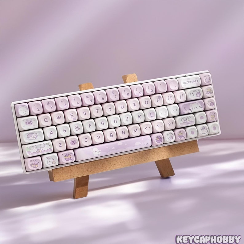 Cute Sweet Kitty Cafe Custom Keycap Set for Mechanical Keyboard 95 Keys ...