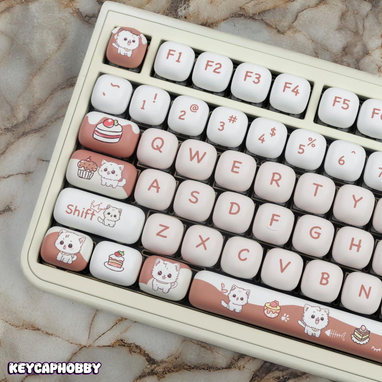 Cute Kitty Dessert Themed Custom Keycap Set for Mechanical Keyboard 140 ...