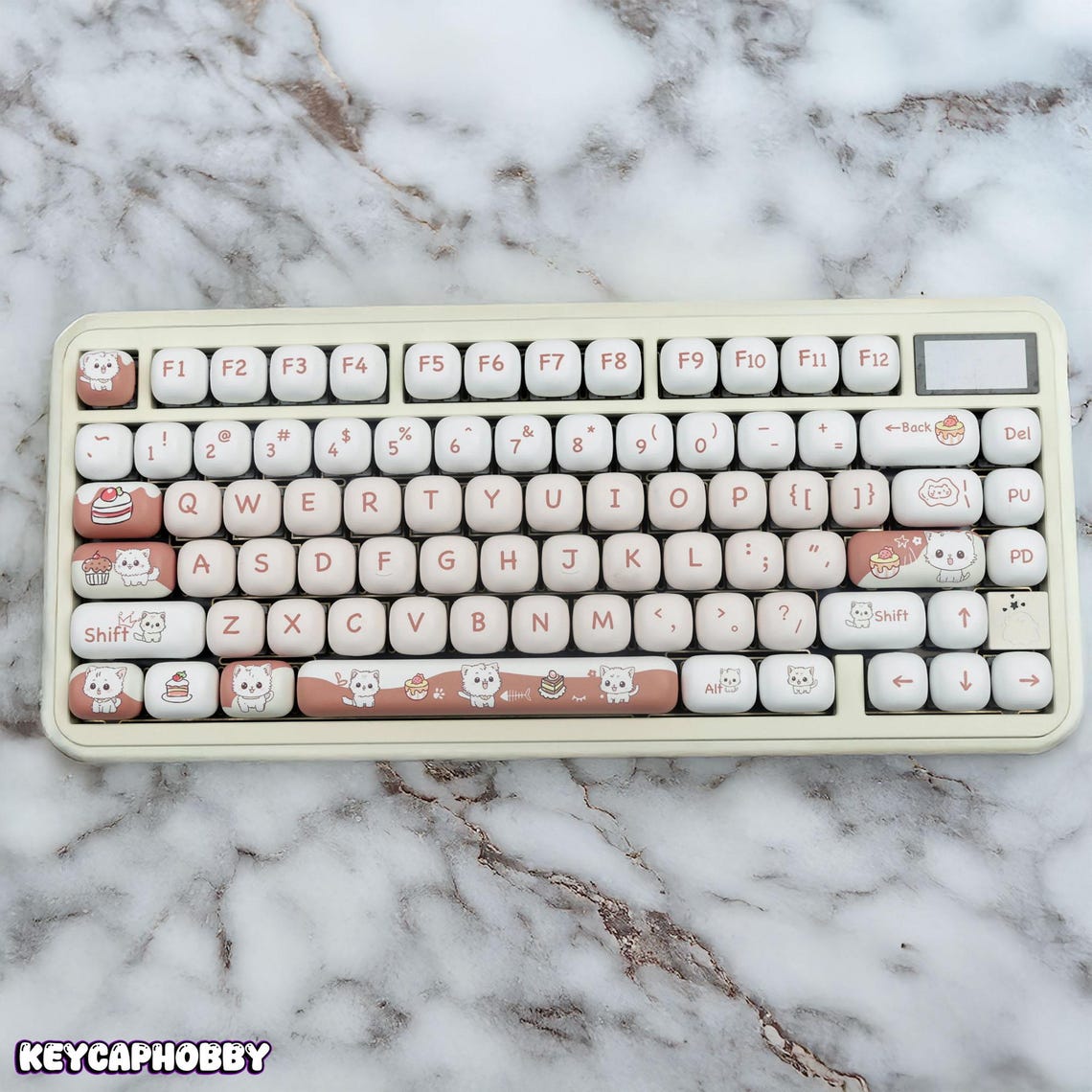 Cute Kitty Dessert Themed Custom Keycap Set for Mechanical Keyboard 140 ...