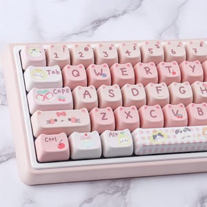 Pink Cat Ear Keycap Set: 140 PBT Keys, MOA Profile - Etsy