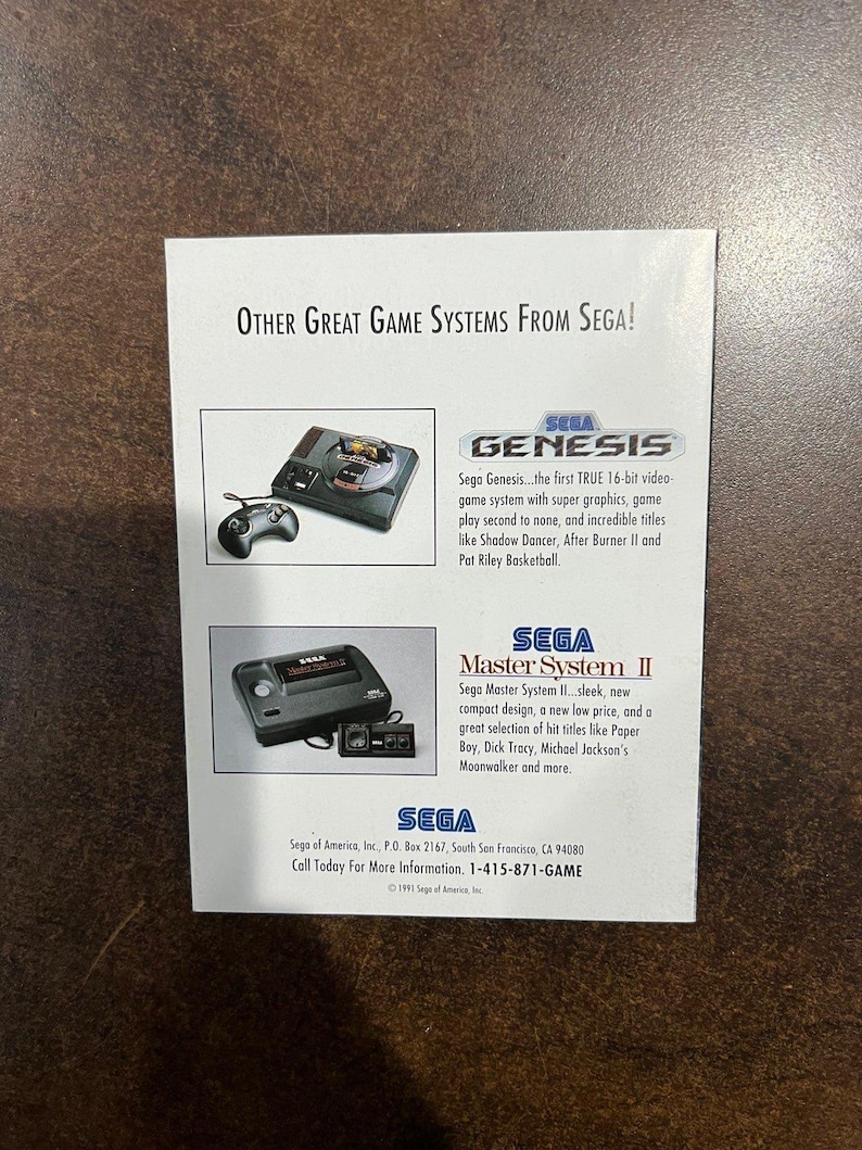 Sega Game Gear Console Insert Advertisement 1991 Seperates the Men From ...