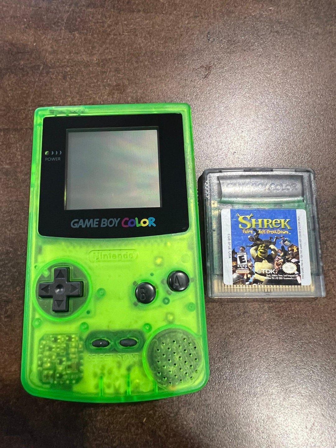Gameboy Color Neon Clear Green - Excellent Shape!! Comes With Shrek ...