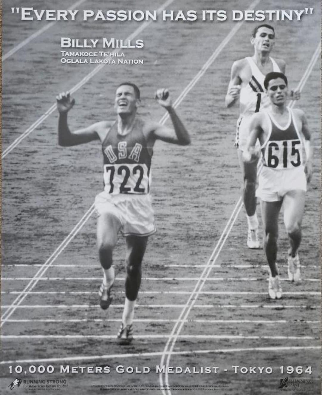 Poster of Billy Mills 1964 Tokyo Olympic 10,000 Meter Gold Medal Win - Etsy