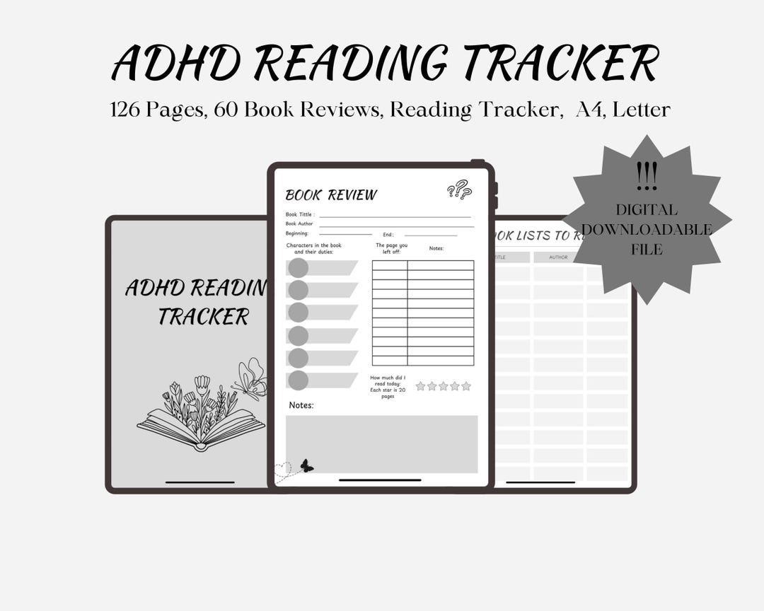ADHD Reading Tracker & Planner, Digital Planner, ADHD Organizatio ...