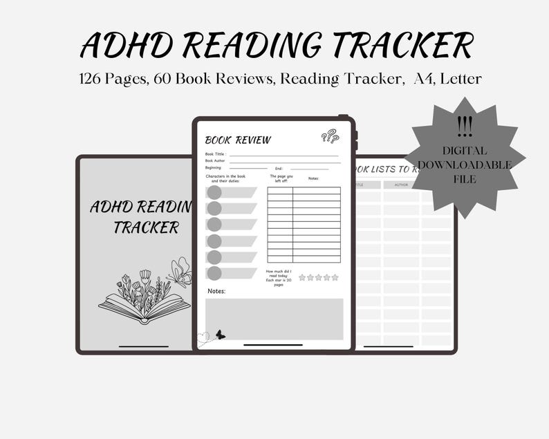 ADHD Reading Tracker & Planner, Digital Planner, ADHD Organizatio ...