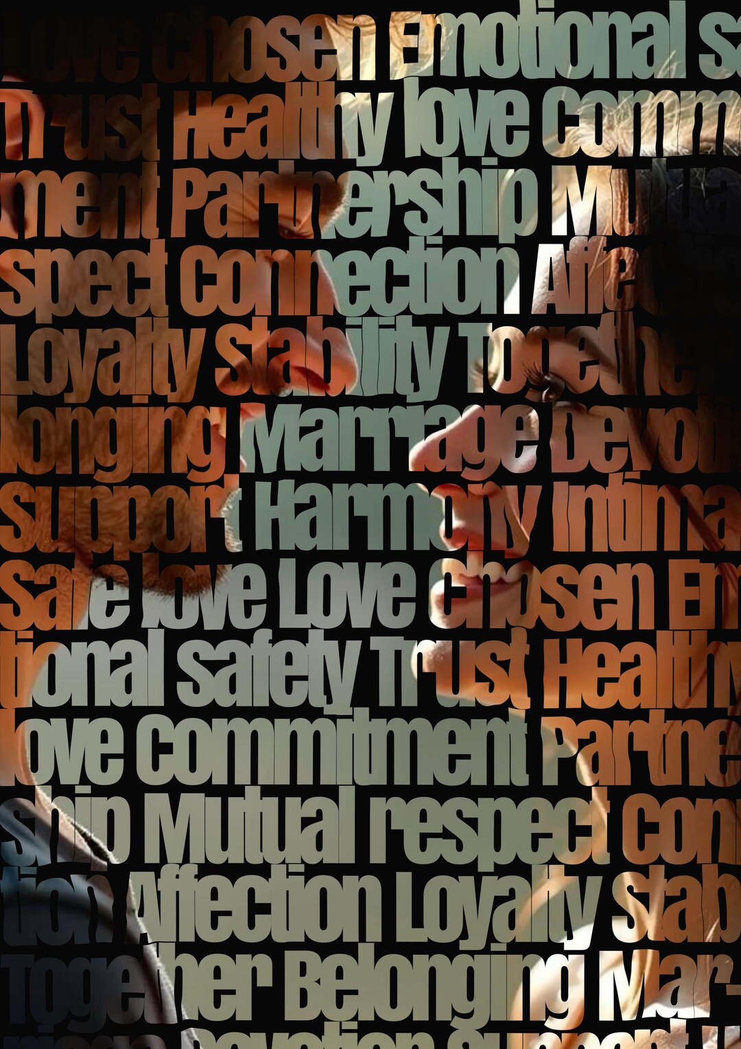 Custom Manifest Love Typography Portrait, Personalized Couple Word Art ...