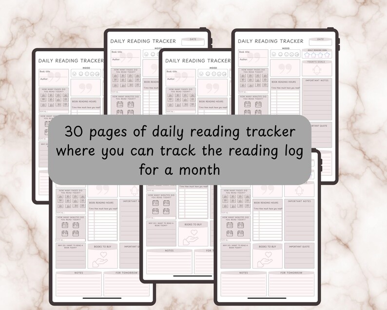 Digital Planner, Daily Reading Tracker, Book Review, Reading Log, Book ...