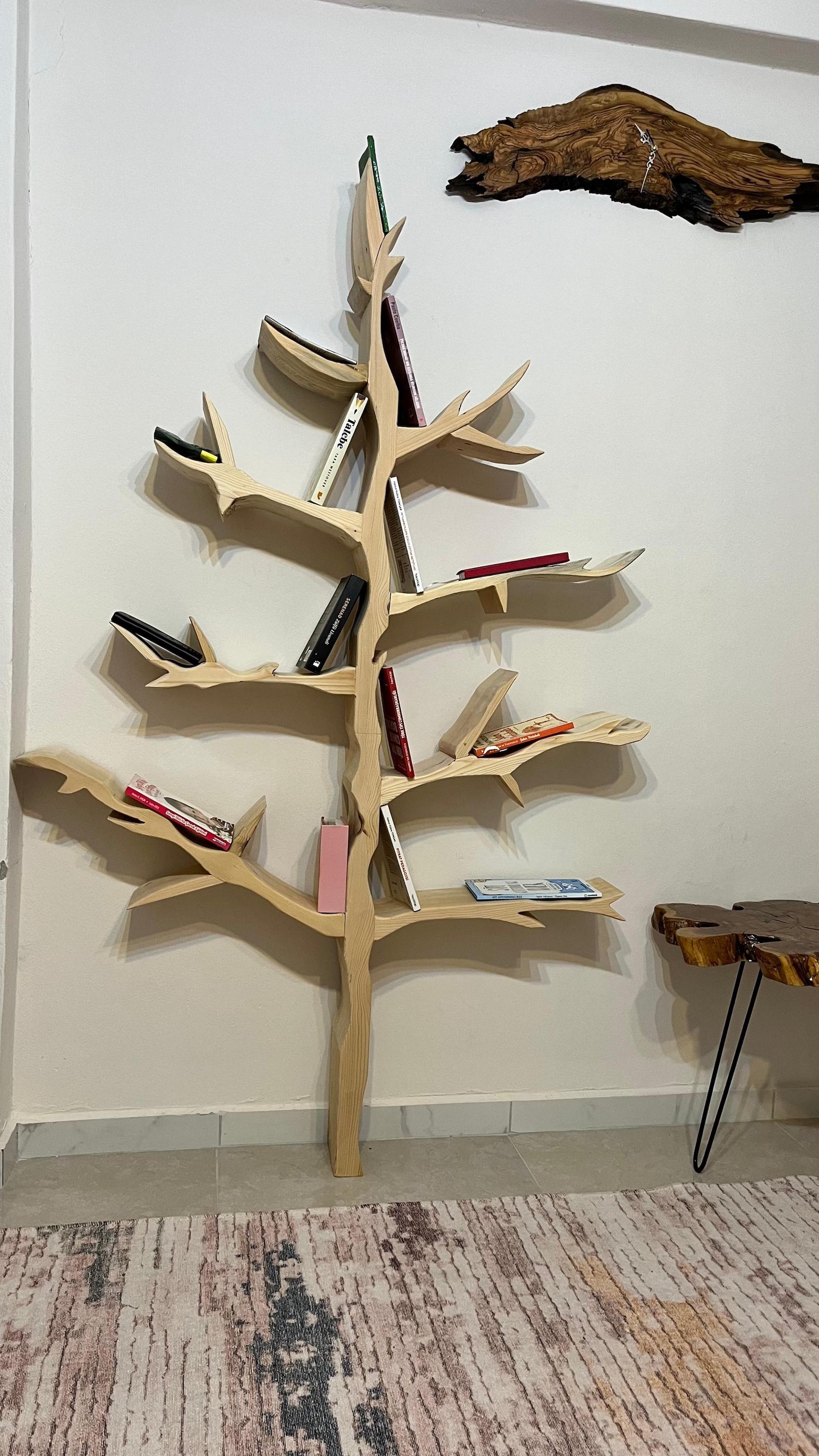 Handcrafted Wooden Tree Branch Bookshelf,elegant and Unique,organic ...