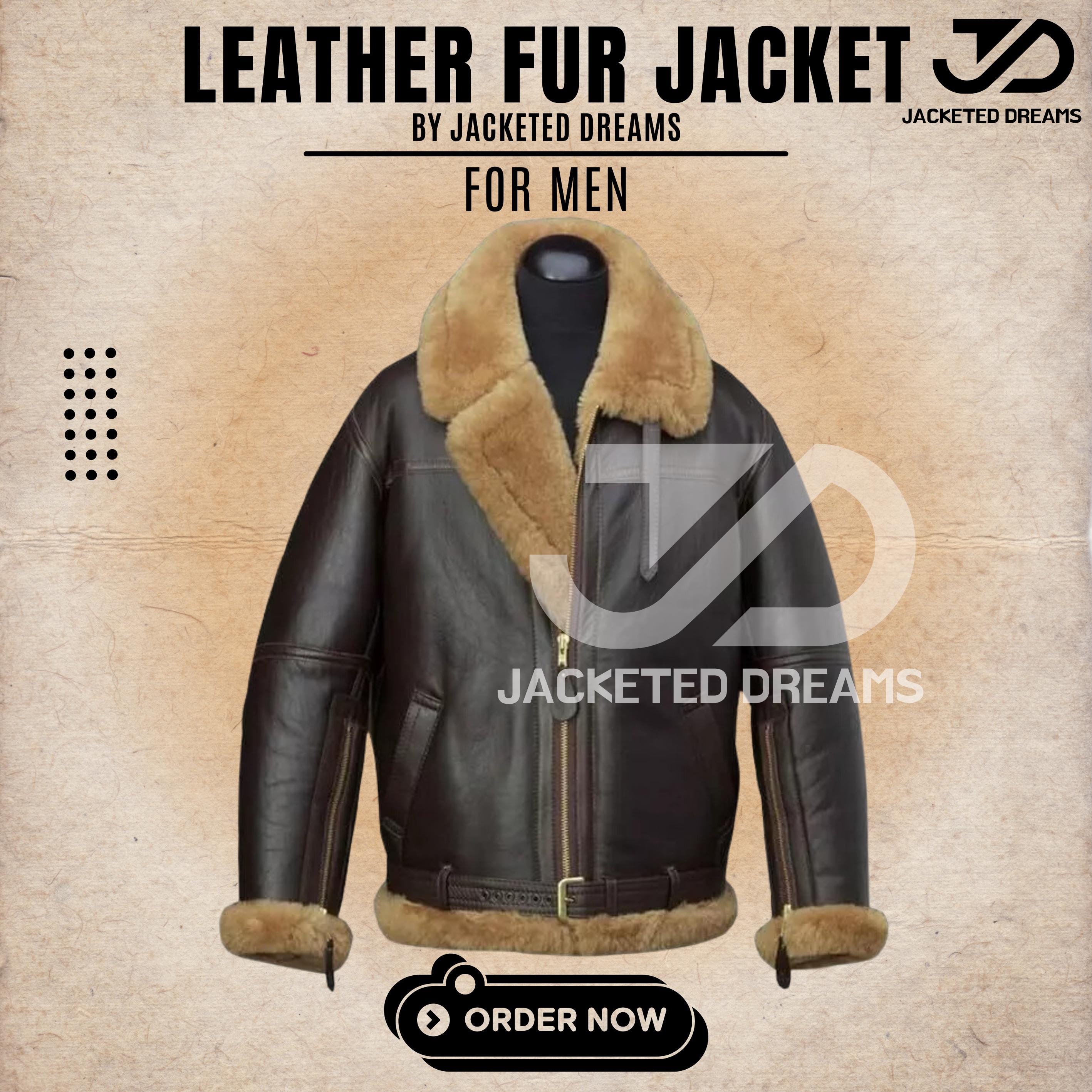 Handmade B3 Men WW2 Flying Aviator RAF Bomber Jacket | Shearling Fur ...