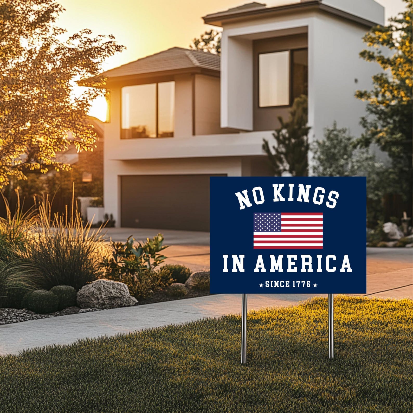 No Kings in America Yard Sign, Anti Trump Sign, Patriotic Protest Sign ...