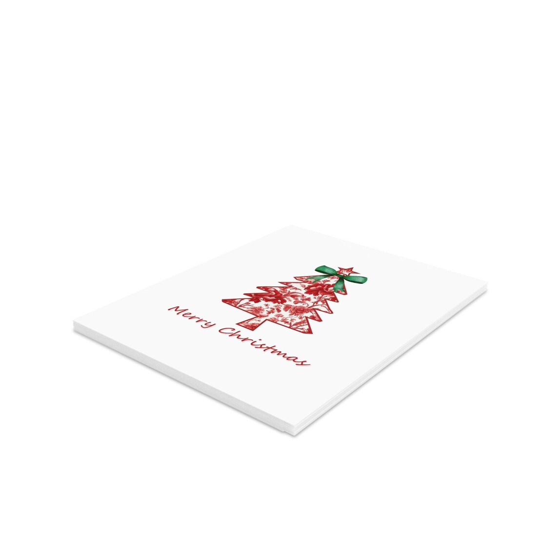 Red Toile Christmas Tree Holiday Greeting Card/envelope Set, Holiday ...