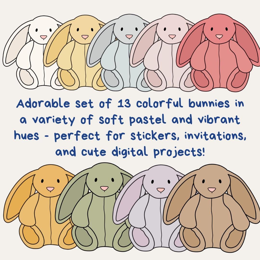Jellycat-inspired Clipart | 50 Adorable Plushies PNG Bundle (digital ...
