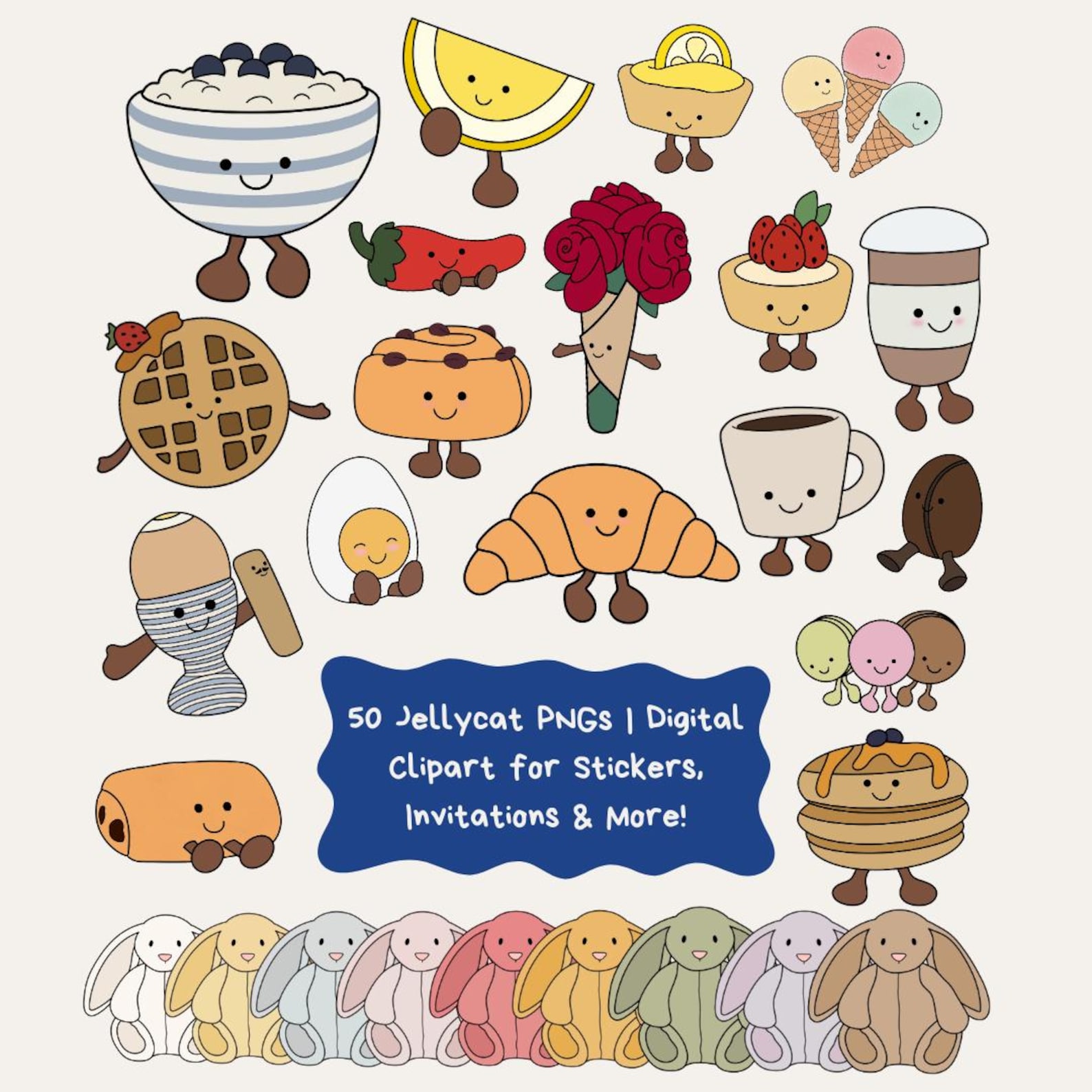 50 Jellycat-inspired Pngs Bundle Pack | Cute Digital Clipart for ...