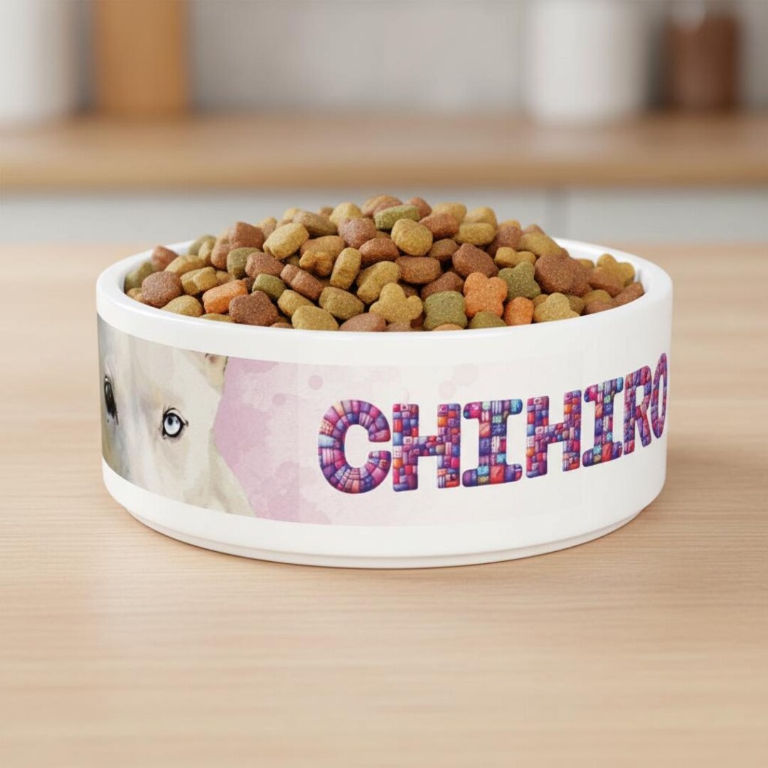Personalized Pet Bowl With Custom Photo Portrait and Name, Personalized ...