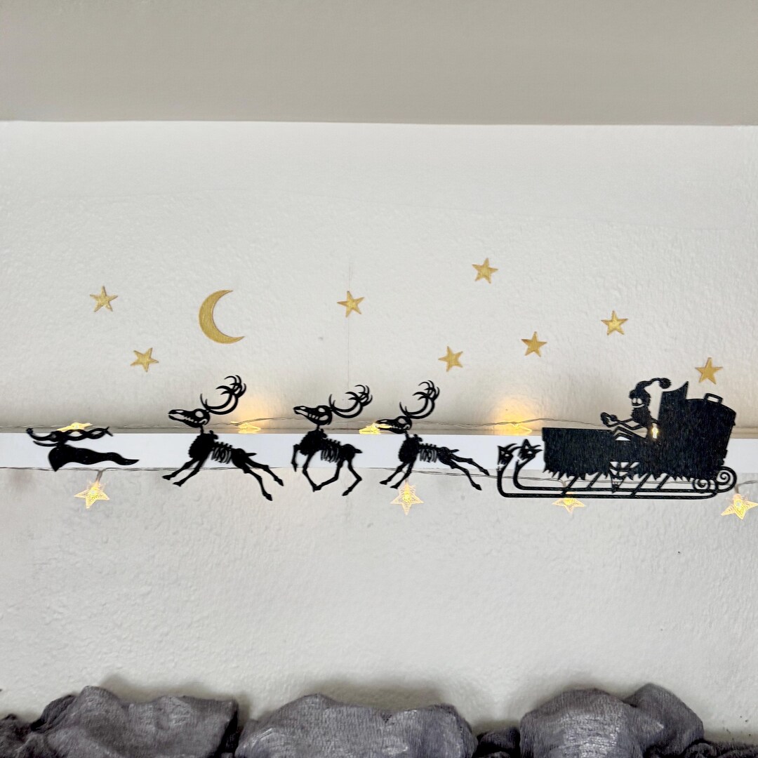 Sandy Claws Sleigh Silhouette | PLA Plastic | Wall Decals - Etsy