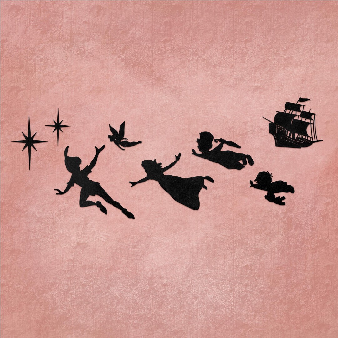 Off to Neverland! Peter Pan Clan Silhouette Set | Wall Decor Plastic ...