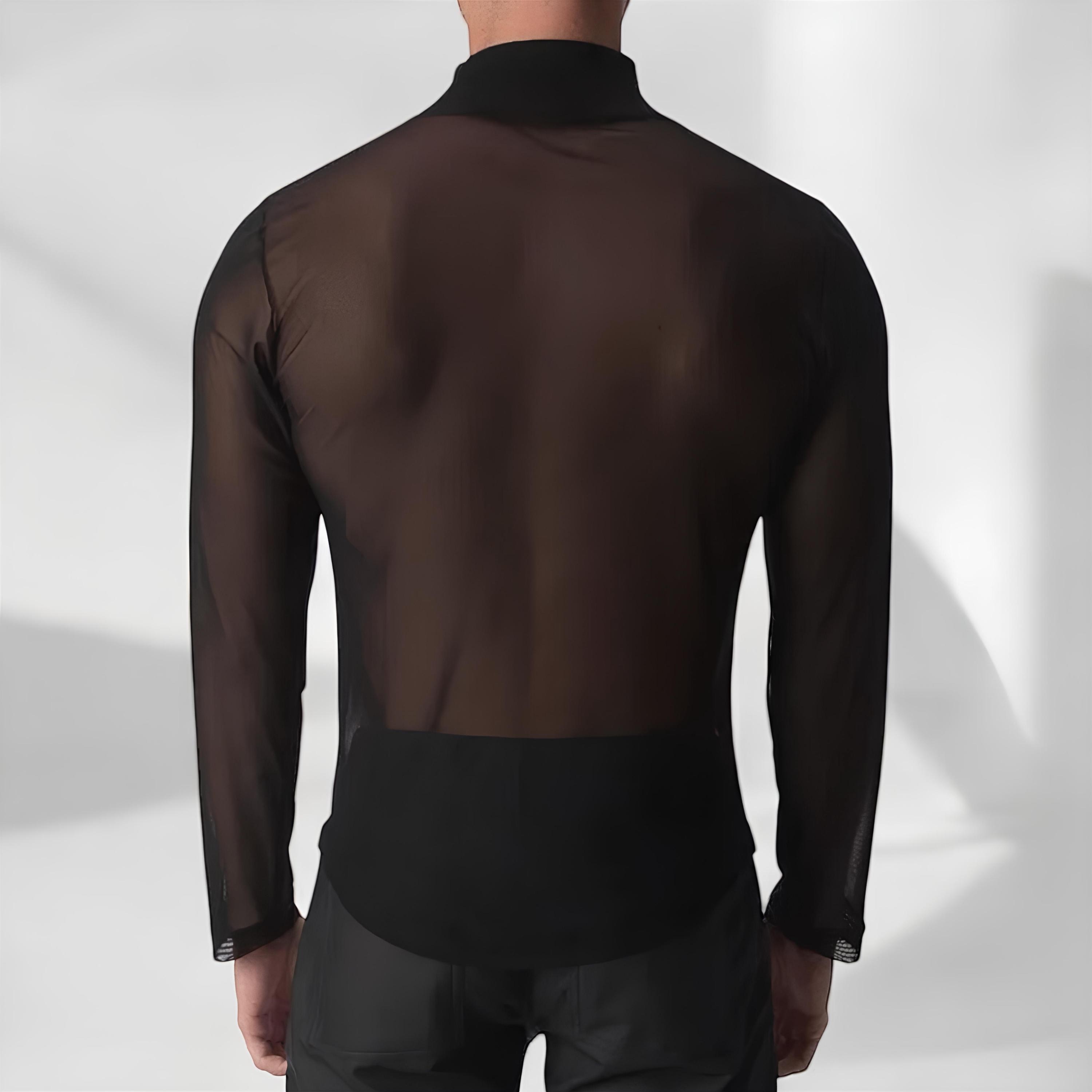 See Through Mesh Shirt, Men Sheer Shirt, Black Transparent Top - Etsy