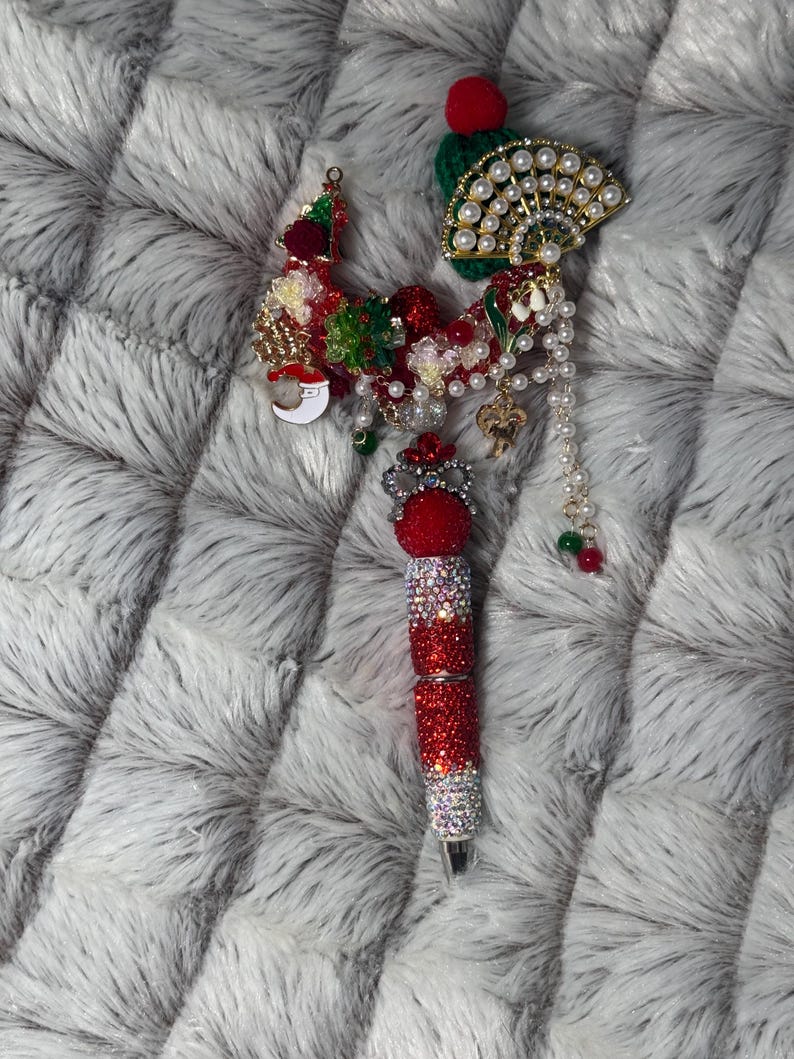 Stunning Christmas Themed Rhinestone Beaded Pen With Spectacular ...