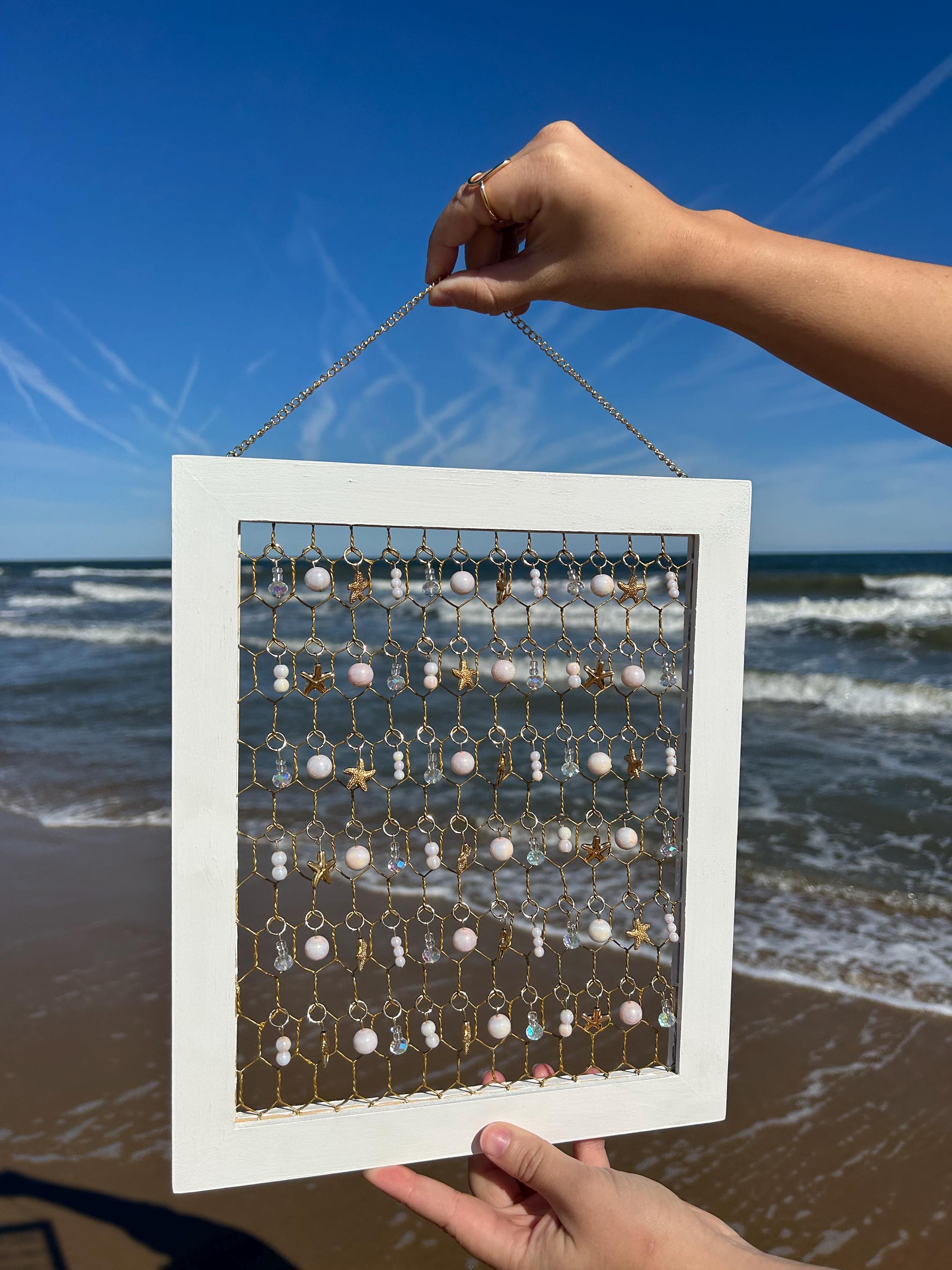 Pink Pearl Suncatcher: Handmade Using Wooden Frame, Gold Chicken Wire ...