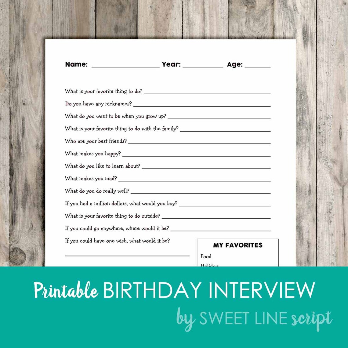 Yearly Birthday Interview Sheet - Etsy