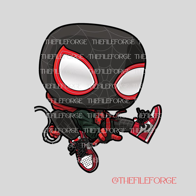 Miles Morales AJ1 PNG File, Spiderverse, Cartoon Design, High Res File ...