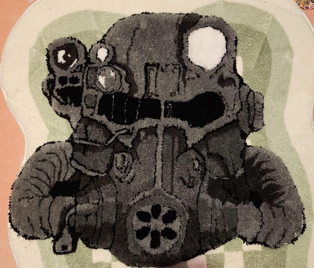 Hand Tufted Fallout 3/4/76 T45 Power Armor Helmet Rug - Etsy