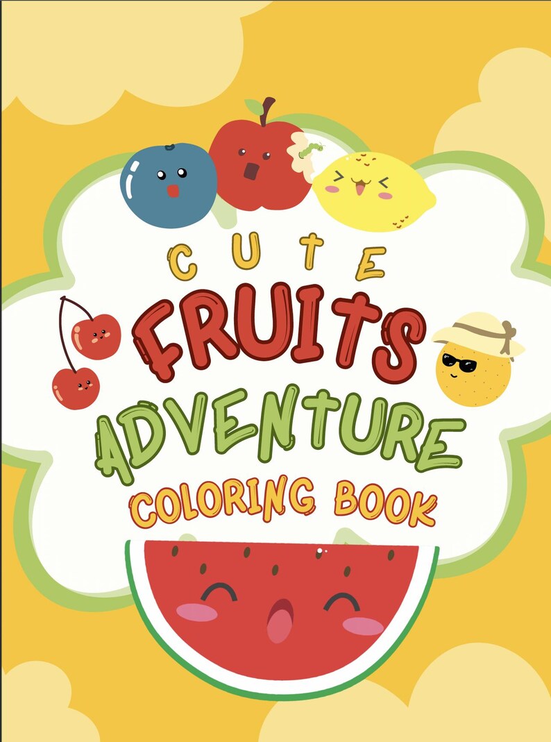 Fruit Frenzy Coloring Fun" – A Sweet Digital Coloring Book for Kids - Etsy