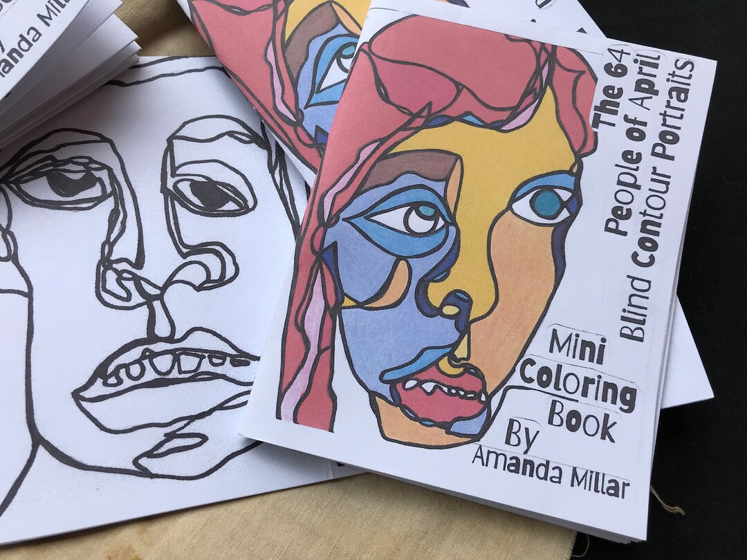 Mini Coloring Book Zine- Contour Portraits - Etsy